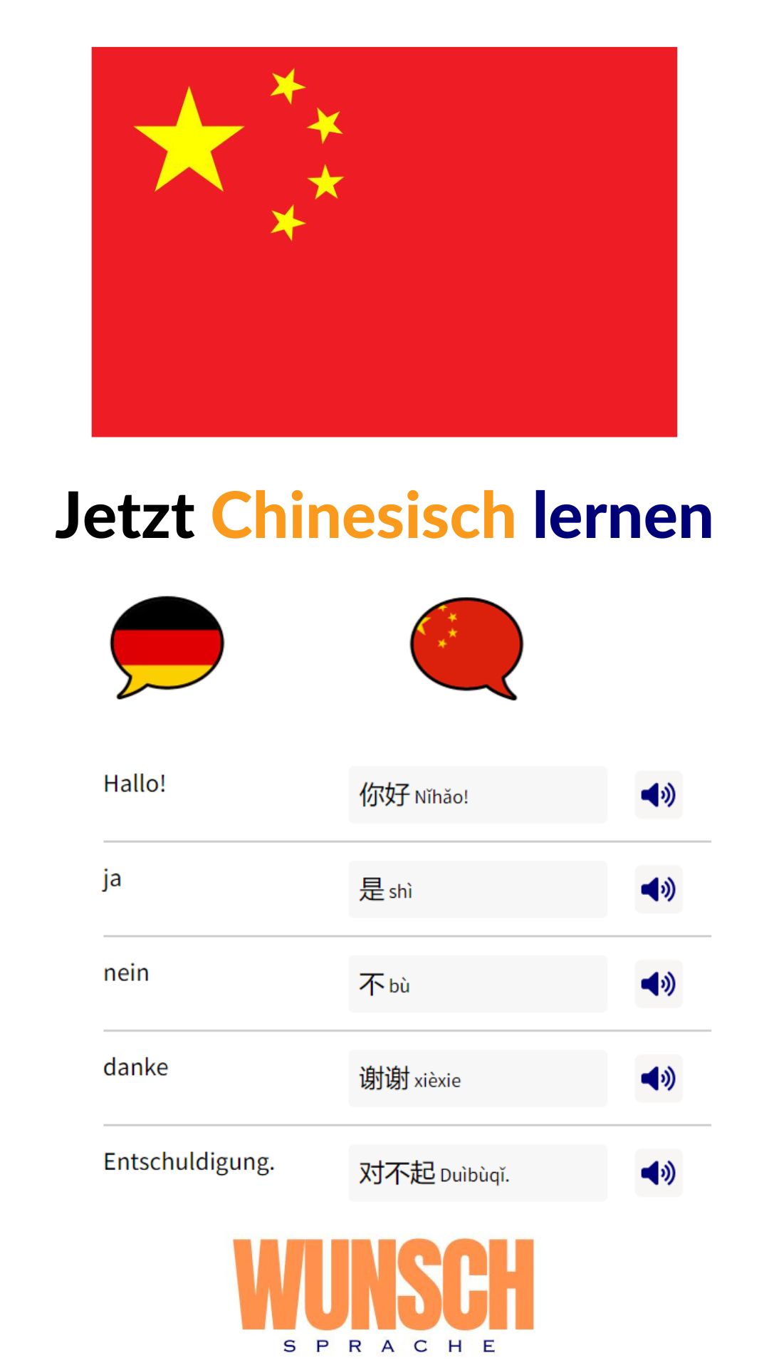 🇨🇳 Chinesisch lernen - wunschsprache.de
