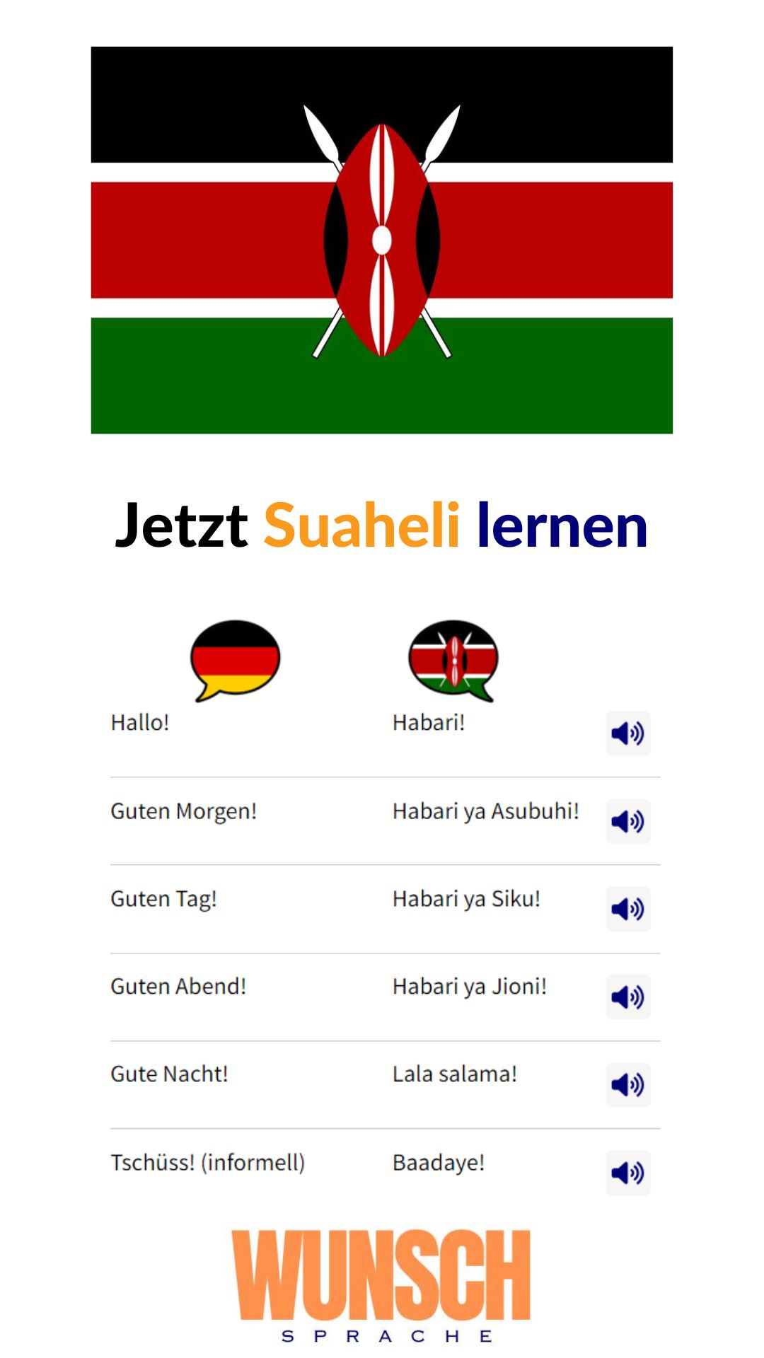 🇰🇪 Suaheli lernen - wunschsprache.de