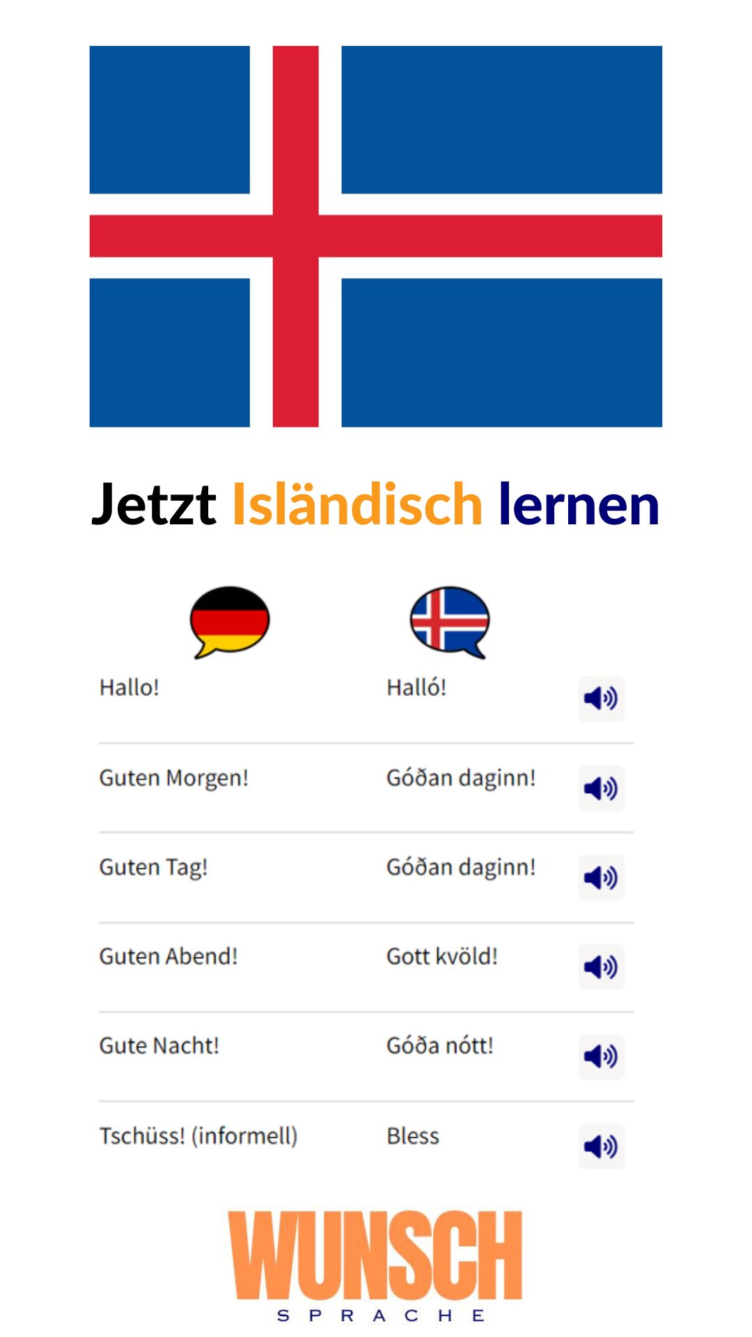 🇮🇸 Isländisch lernen - wunschsprache.de