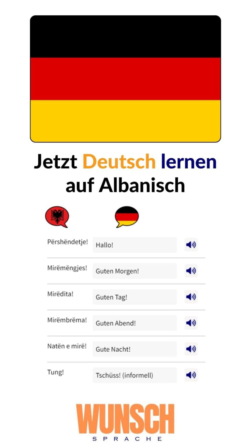 🇩🇪 Deutsch lernen auf Albanisch - wunschsprache.de