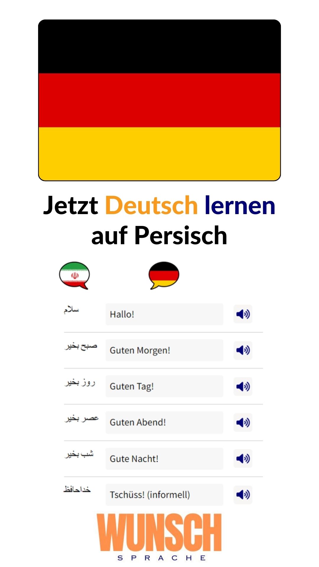 Deutsch lernen auf Persisch - wunschsprache.de