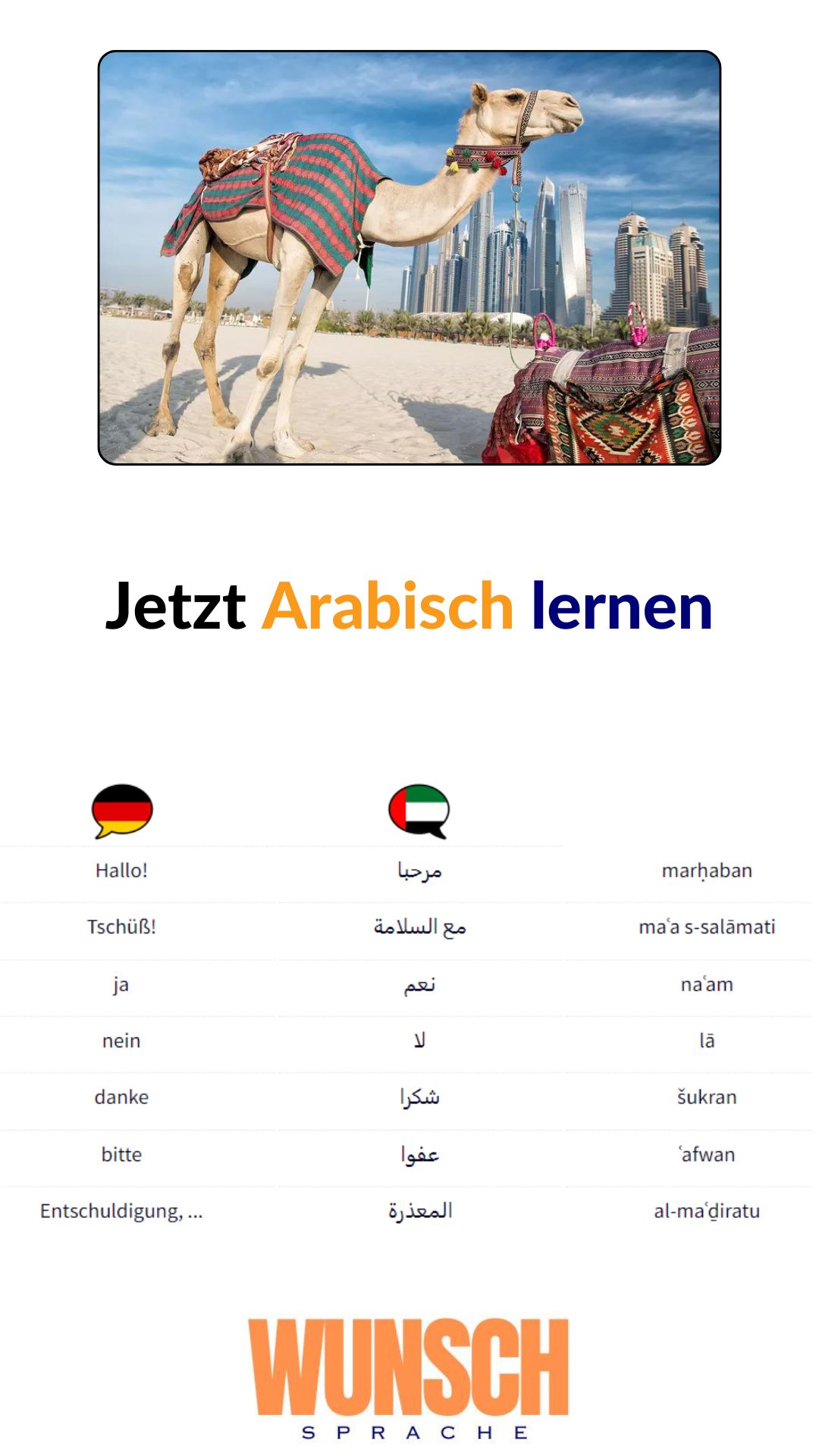 🇦🇪 Arabisch lernen - wunschsprache.de