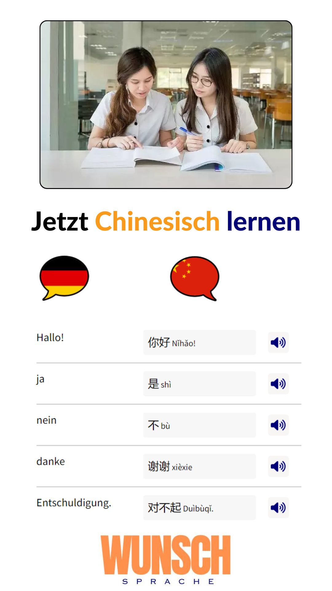 🇨🇳 Chinesisch lernen - wunschsprache.de