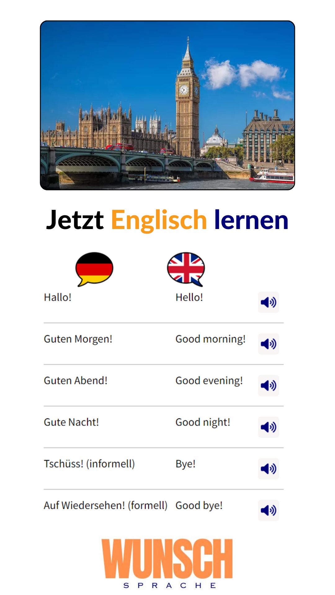 🇬🇧 Englisch lernen - wunschsprache.de