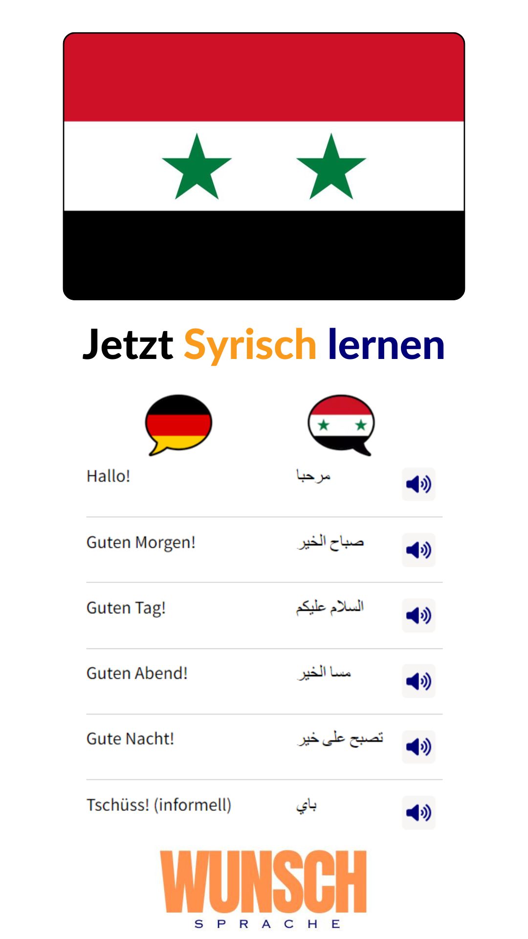 🇩🇪 Deutsch lernen auf Syrisch - wunschsprache.de