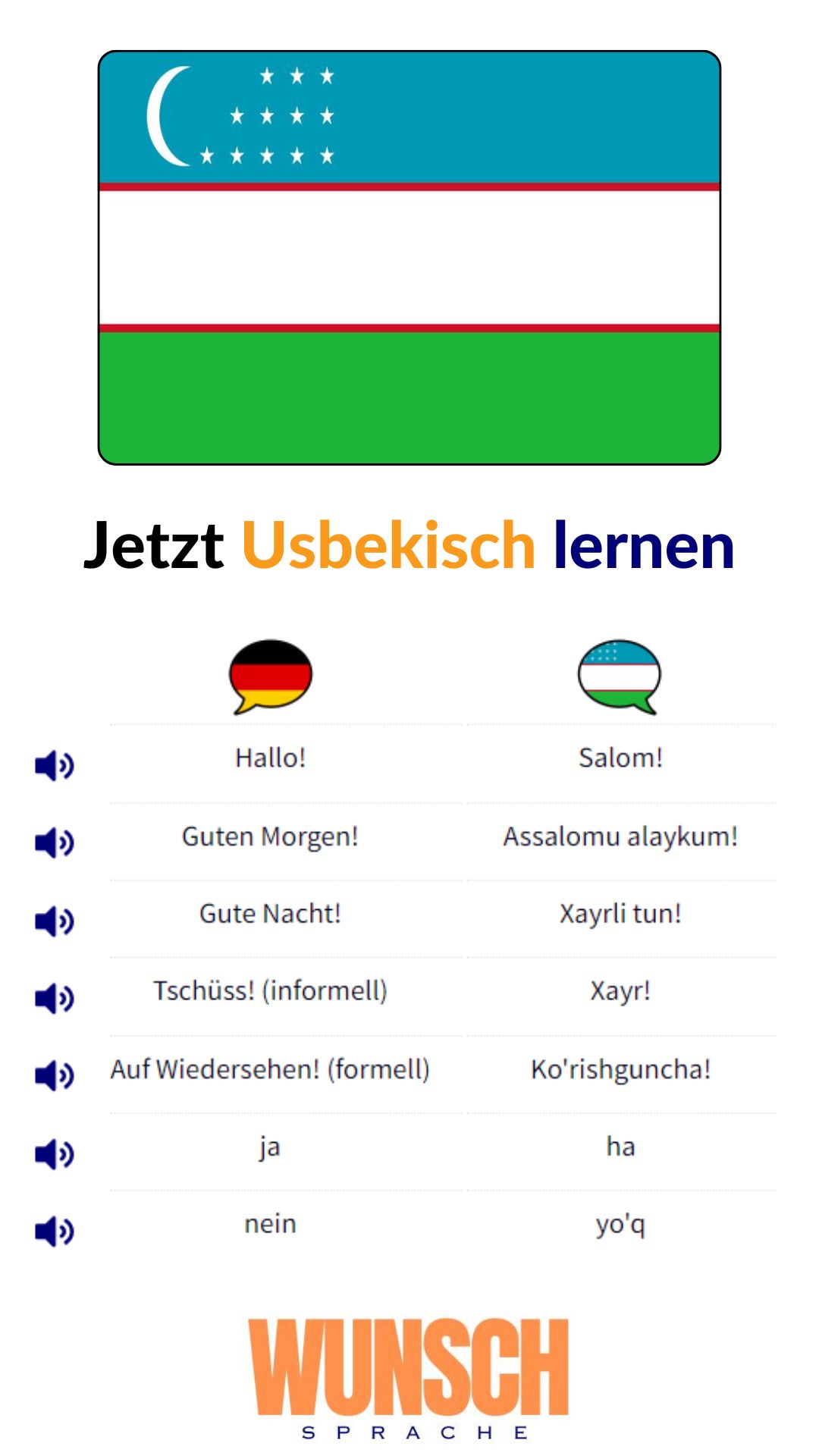 🇺🇿 Usbekisch lernen - wunschsprache.de